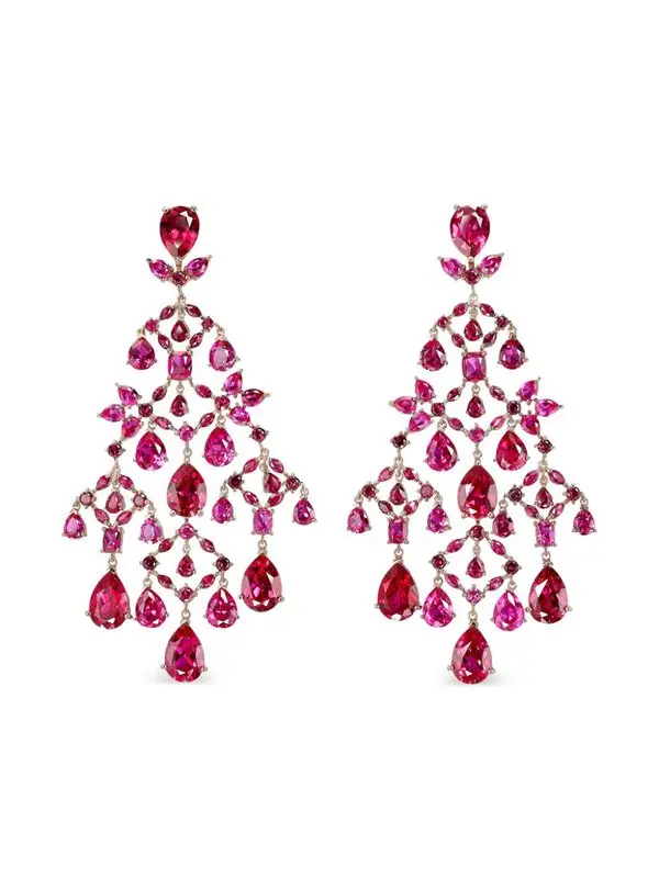 ANABELA CHAN 14kt Gold Celestial Cascade Ruby Drop Earrings - Pink