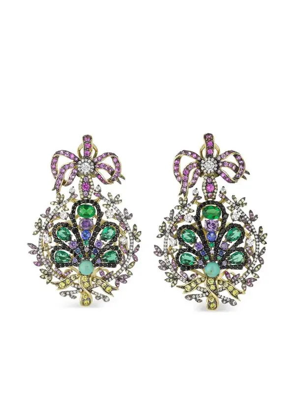 ANABELA CHAN 18kt Yellow Mirage Peacock Gemstone Drop Earrings - Gold