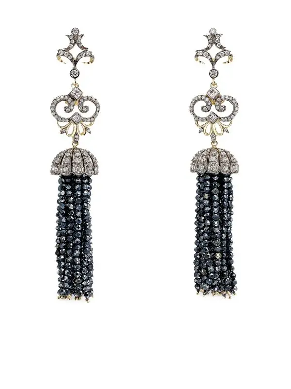 ANABELA CHAN 18kt Yellow Diamond And Onyx Tassel Earrings - Gold