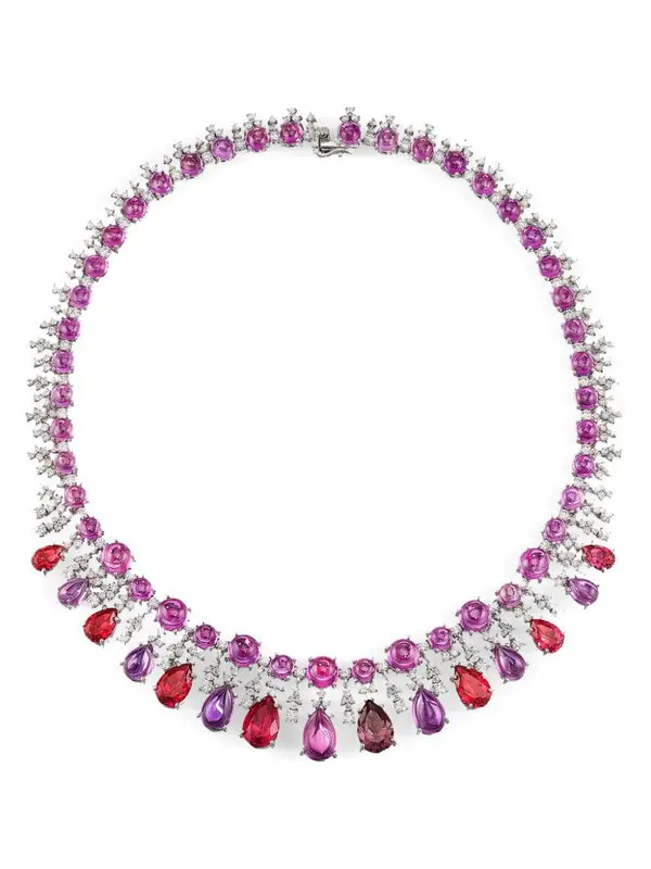 ANABELA CHAN 18kt White Gold Pomegranate Tutti Frutti Necklace - Silver