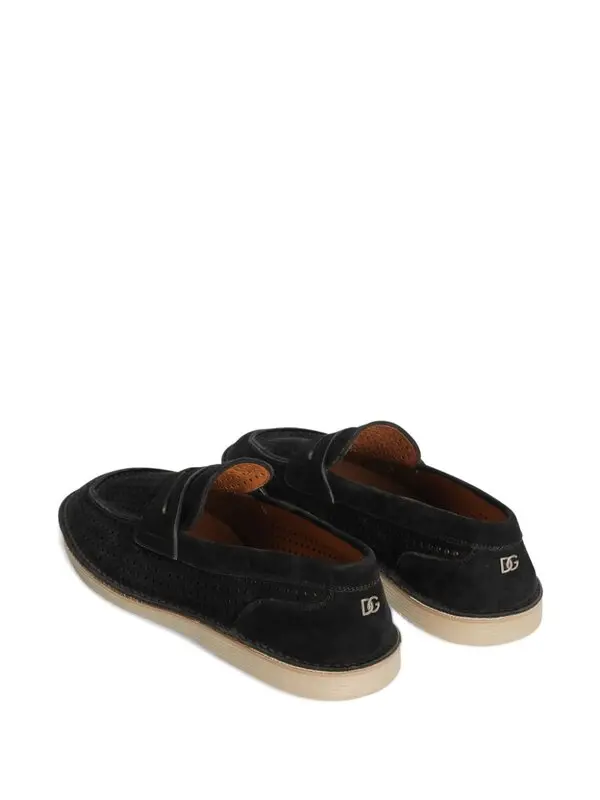Dolce & Gabbana Perforated Calfskin Loafers - Black