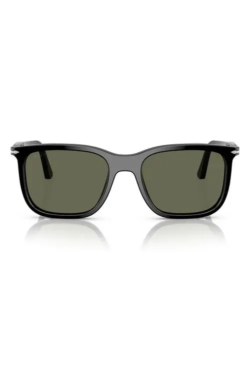 Persol 56mm Polarized Rectangle Sunglasses - Black