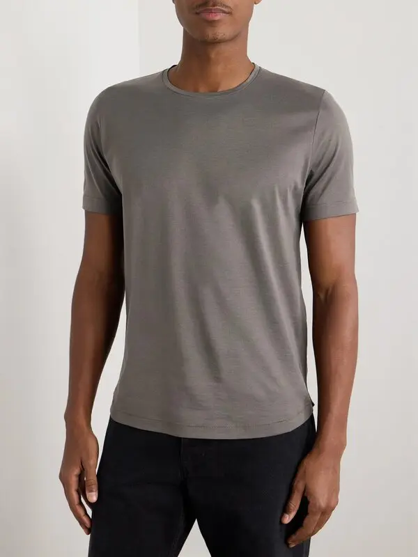 Loro Piana Silk And Cotton-blend T-shirt - Gray