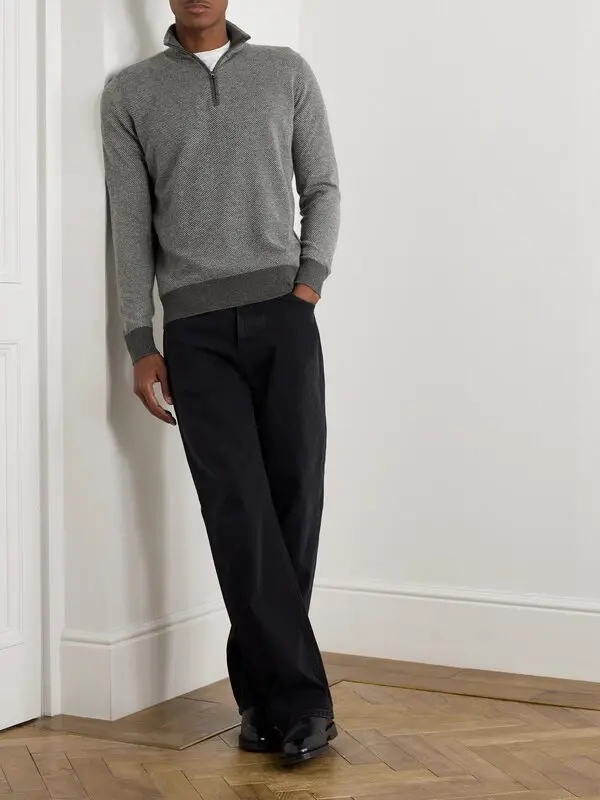 Loro Piana Roadster Cashmere Half-zip Sweater - Gray