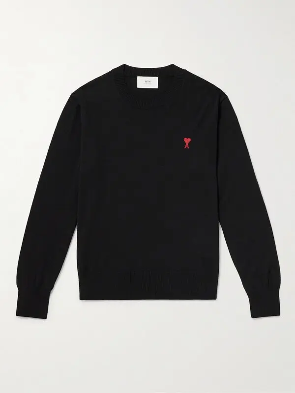 Ami Adc Logo-embroidered Merino Wool Sweater