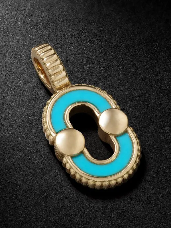 VILTIER Magnetic 18-karat Turquoise And Mother-of-pearl Pendant - Gold