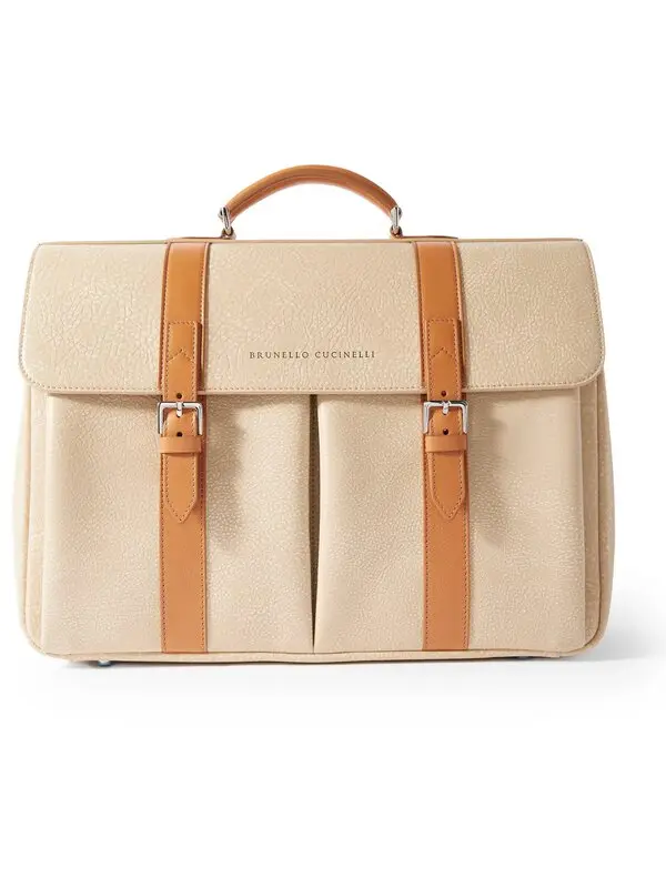 Brunello Cucinelli Textured-leather Briefcase - Neutrals