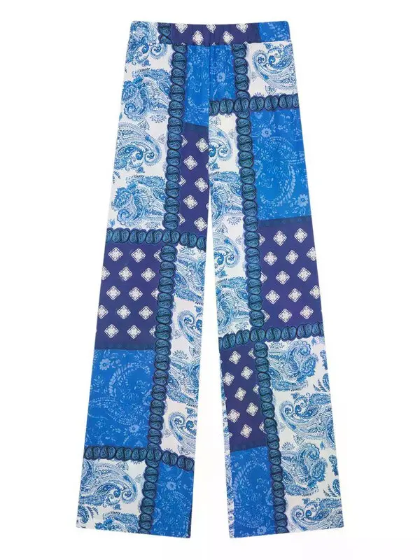 DONDE ESTEBAN Patchwork Print Trousers - Blue