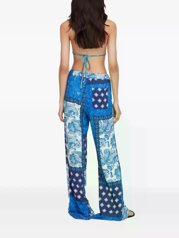 DONDE ESTEBAN Patchwork Print Trousers - Blue