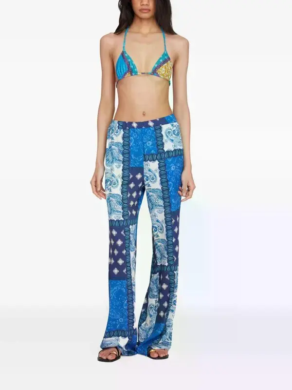 DONDE ESTEBAN Patchwork Print Trousers - Blue