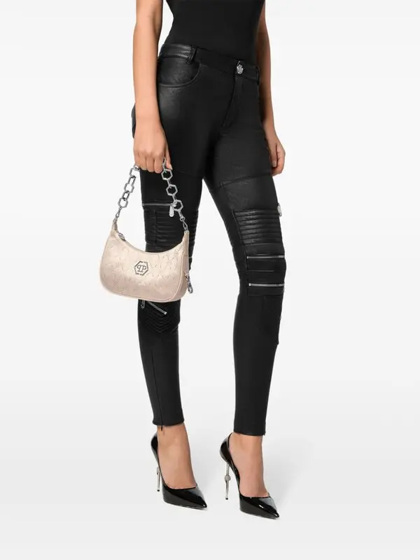 Philipp Plein Rhinestone-embellished Monogram Shoulder Bag - Neutrals