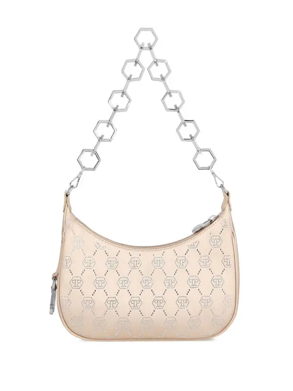 Philipp Plein Rhinestone-embellished Monogram Shoulder Bag - Neutrals