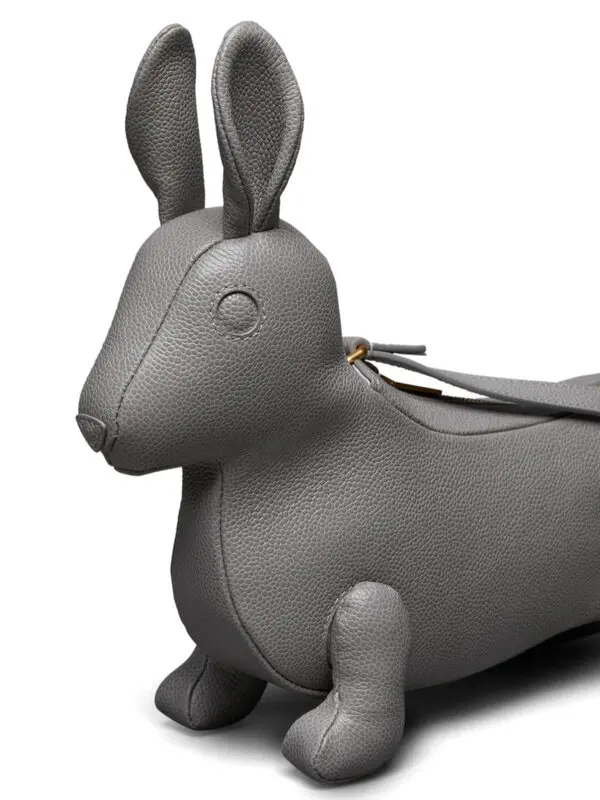 Thom Browne Rabbit Bag In Pebble Grain Leather - Grey