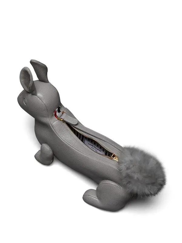 Thom Browne Rabbit Bag In Pebble Grain Leather - Grey
