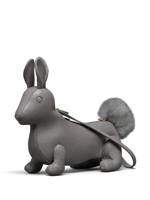 Thom Browne Rabbit Bag In Pebble Grain Leather - Grey