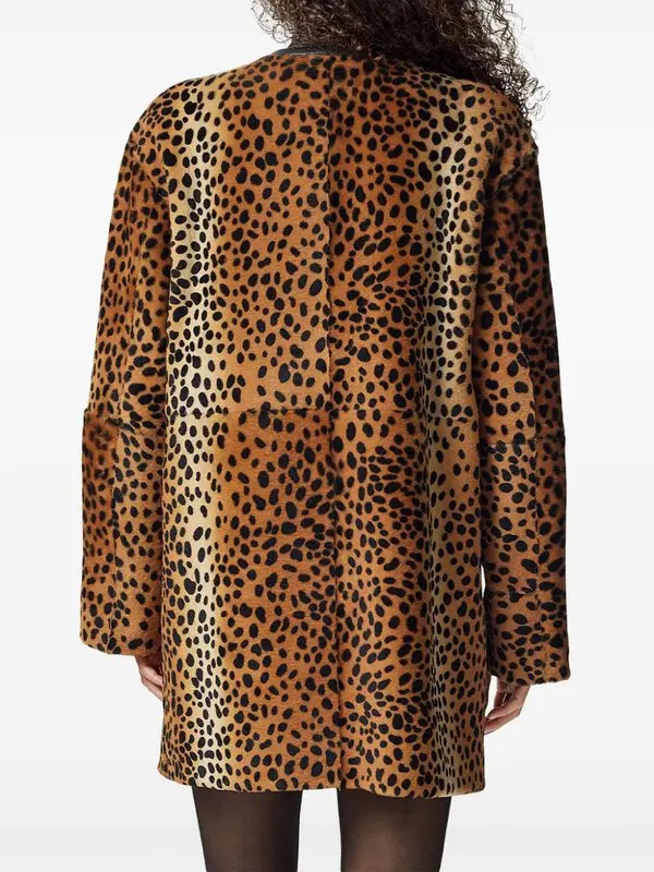 Versace Leopard-print Collarless Coat