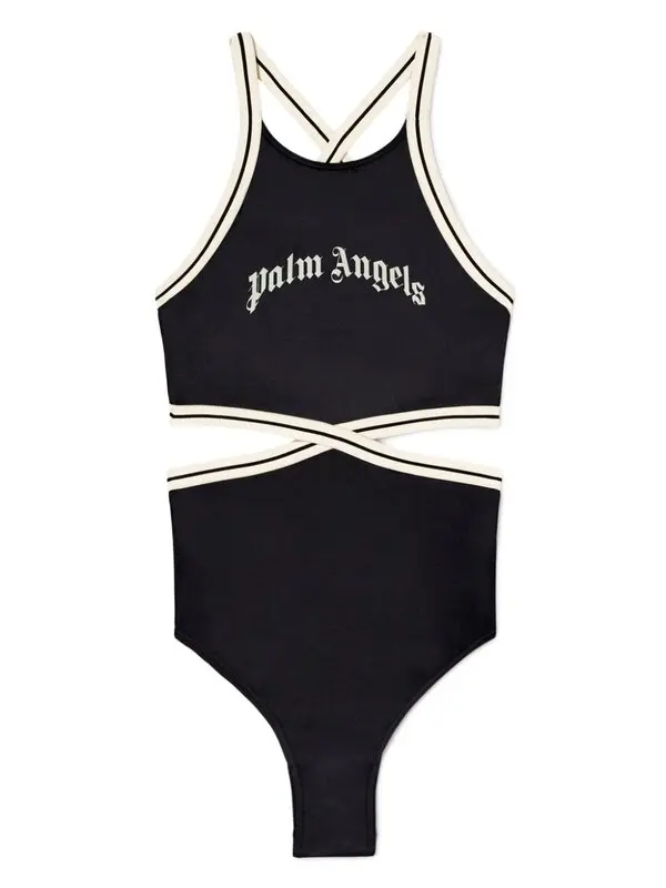 Palm Angels Curved-logo One-piece Swimsuit - Black