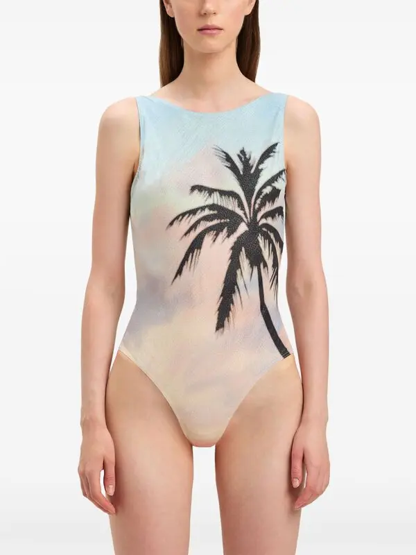 Palm Angels Sunrise Palm Swimsuit - Blue