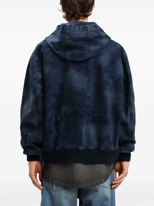 Palm Angels Curved-logo Zip-up Hoodie