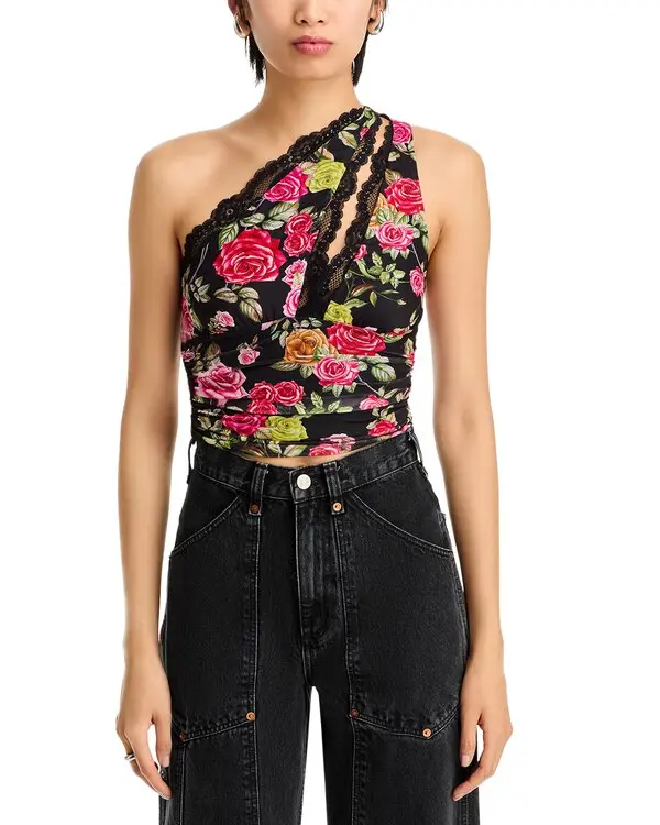 AFRM Delany Floral Print Mesh Top