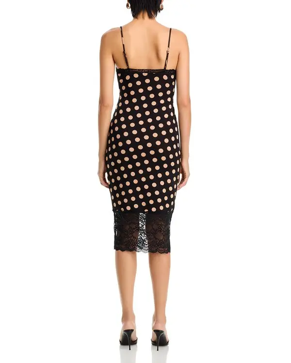 Afrm Josette Printed Dress In Almond Dot 80% Off Editorialist