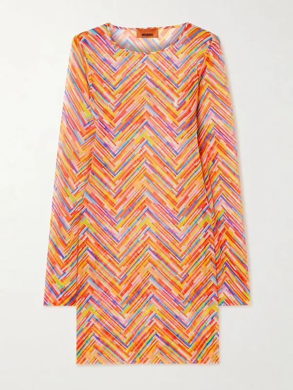 Missoni Printed Stretch-tulle Mini Dress - Multi