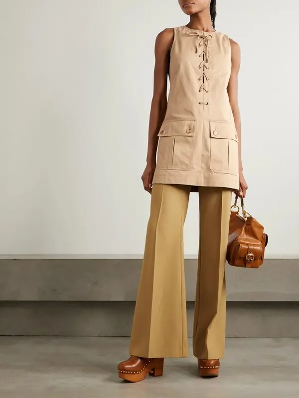 Chloé Lace-up Cotton Mini Dress - Brown