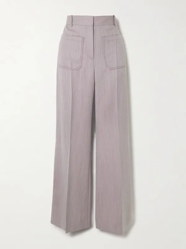 Victoria Beckham Alina Textured-wool Wide-leg Trousers