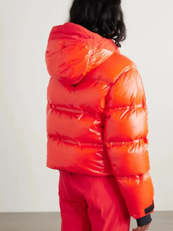 Aztech Mountain Super Nuke Hooded Quilted Down Ski Jacket - Red