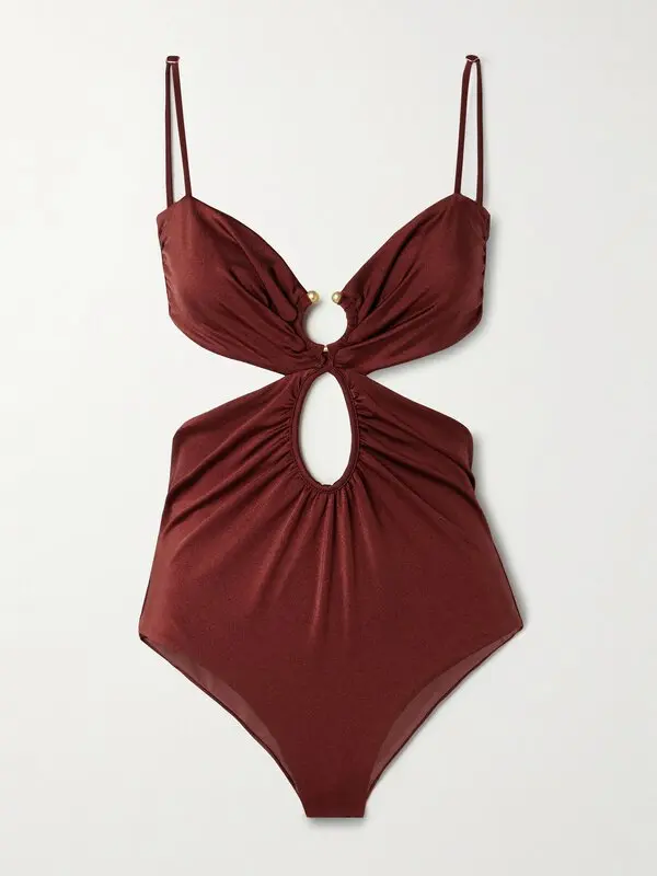 Johanna Ortiz Sunny Days Embellished Swimsuit - Burgundy