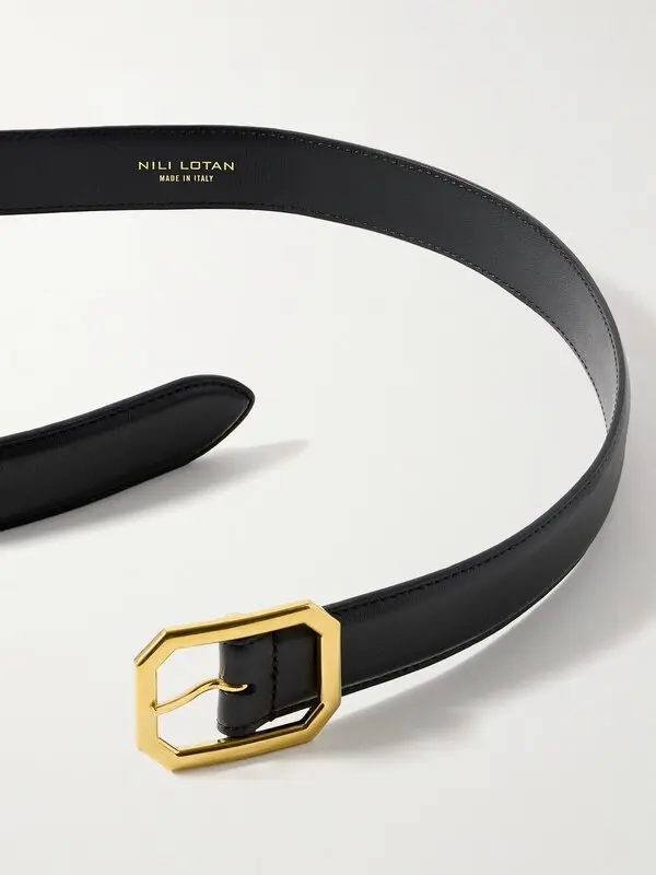 NILI LOTAN Anais Leather Belt - Black