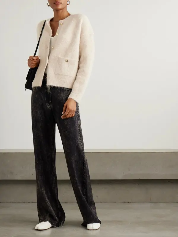 ANINE BING Bobbie Brushed Alpaca-blend Cardigan