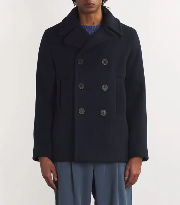Sandro Wool-blend Pea Coat - Blue