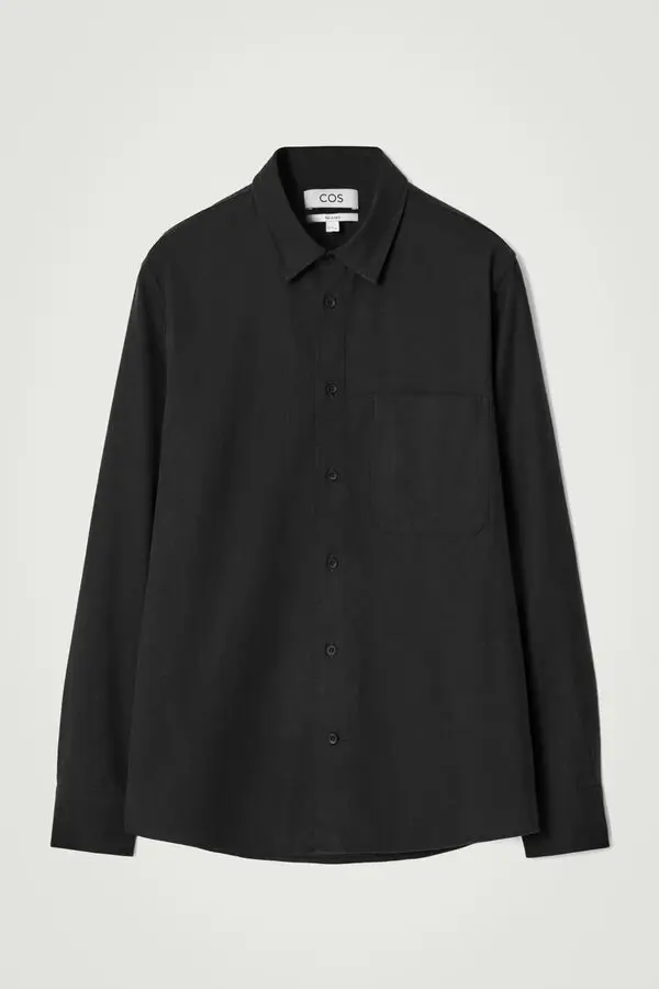 Cos Relaxed Brushed Cotton-blend Shirt - Black
