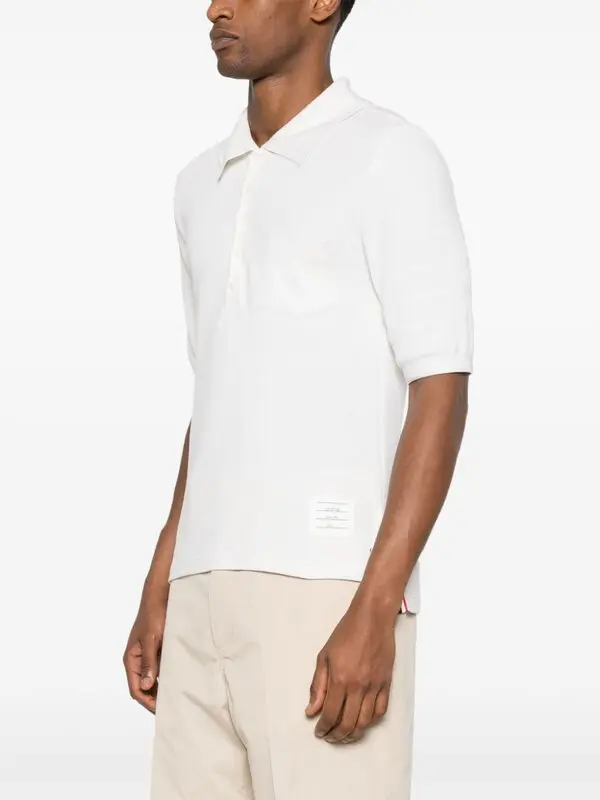 Thom Browne 4-bar Silk Polo Shirt - White