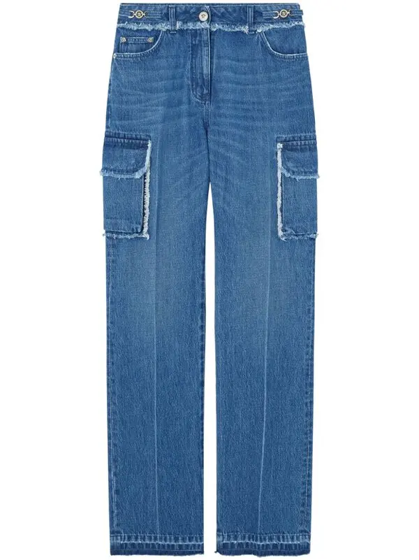 Versace Frayed Cargo Jeans - Blue