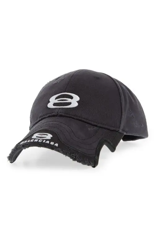 Balenciaga Double Unity Embroidered Baseball Cap - Black/ White