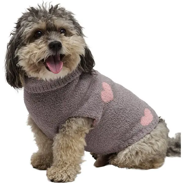 Barefoot Dreams Cozychic® Heart Print Pet Sweater - Beach Rock-bloom