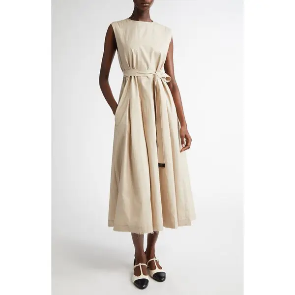 Max Mara Amina Cotton Twill Midi Dress - Beige