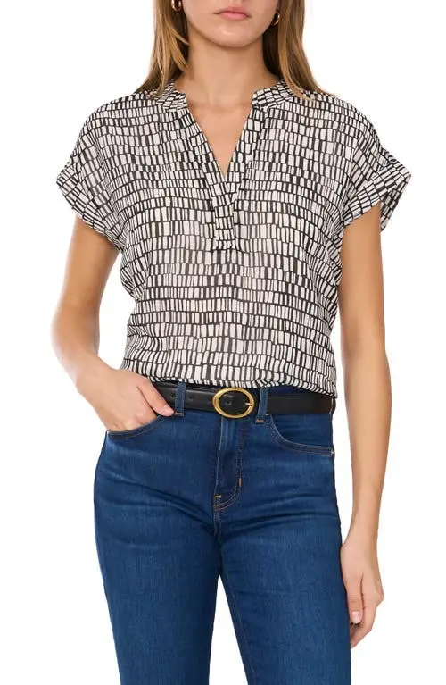 Vince Camuto Abstract Print Top - Rich Black