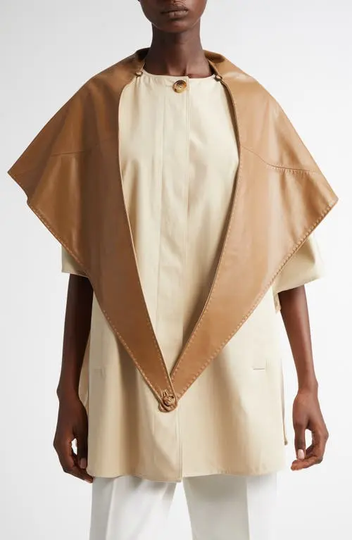 Max Mara Garza Cotton Cape With Removable Scarf