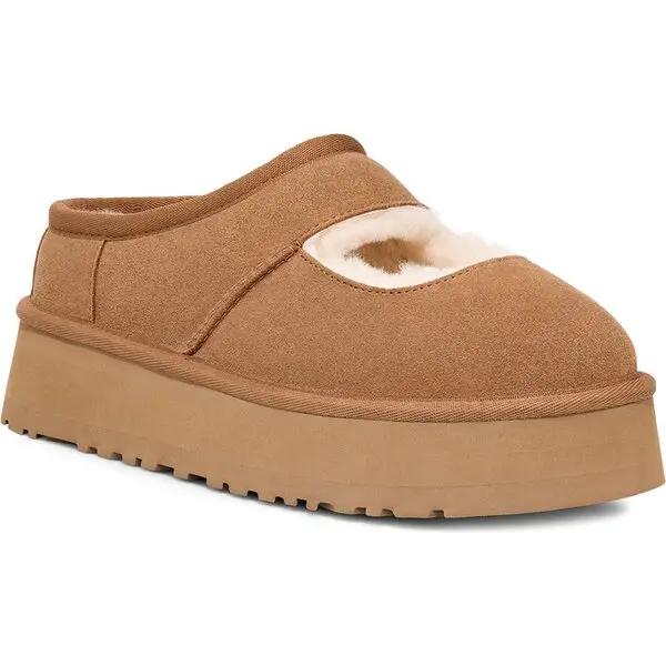UGG Bea Shearling Lined Platform Mary Jane - Chestnut