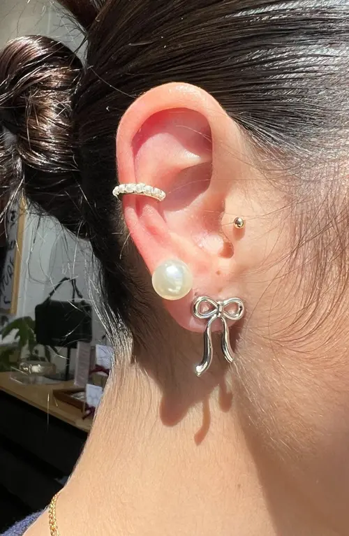 NICKEL & SUEDE Bow Stud Earrings - Silver