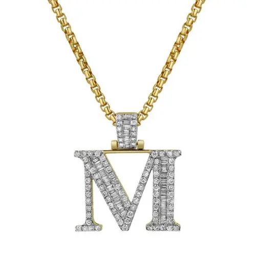 LUVMYJEWELRY M Initial Diamond Pendant - 10k Yellow Gold