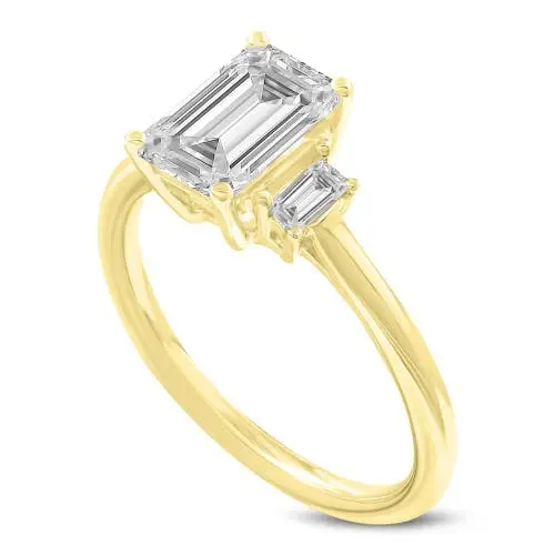 LUVMYJEWELRY Seraphine Emerald Cut Lab Grown Diamond Ring - 14k Yellow Gold
