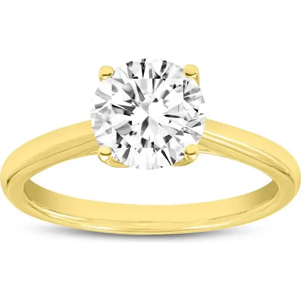 LUVMYJEWELRY 1.5 Ctw Nyra Round Lab Grown Diamond Solitaire Ring - 14k Yellow Gold