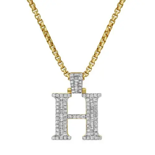 LUVMYJEWELRY H Initial Diamond Pendant - 10k Yellow Gold