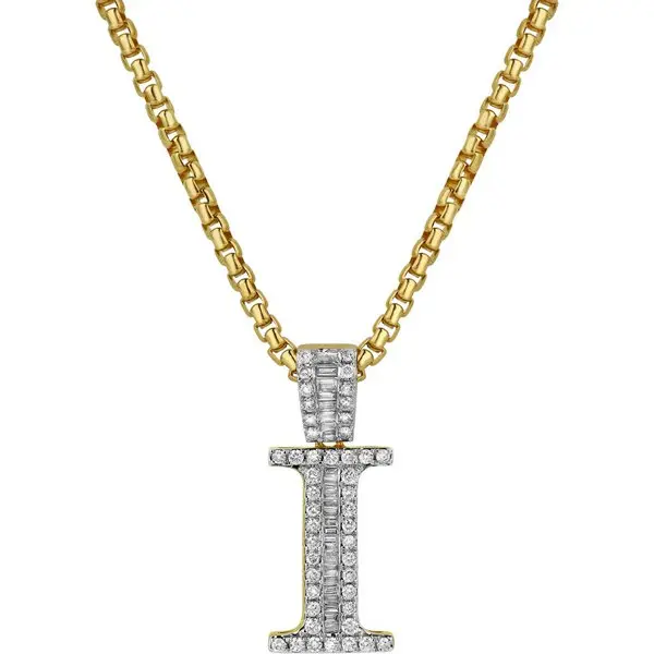 LUVMYJEWELRY I Initial Diamond Pendant 0.60 Ctw - 10k Yellow Gold