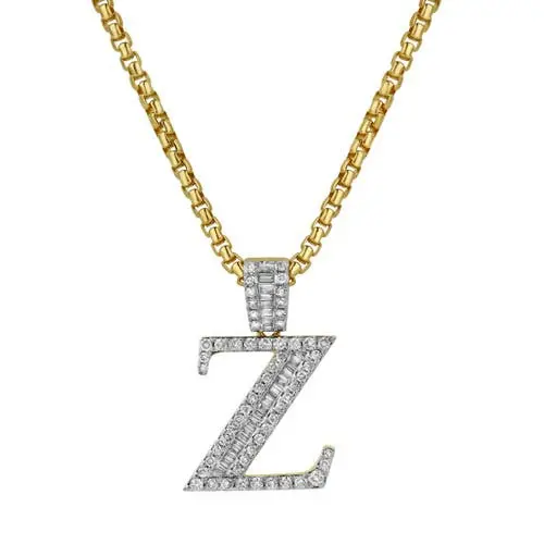 LUVMYJEWELRY Z Initial Diamond Pendant - 10k Yellow Gold
