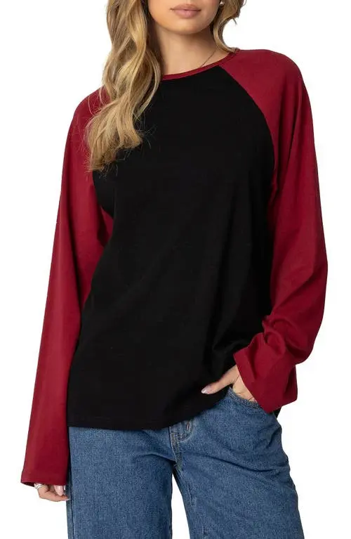 EDIKTED Oversize Long-sleeve Stretch Cotton T-shirt - Black